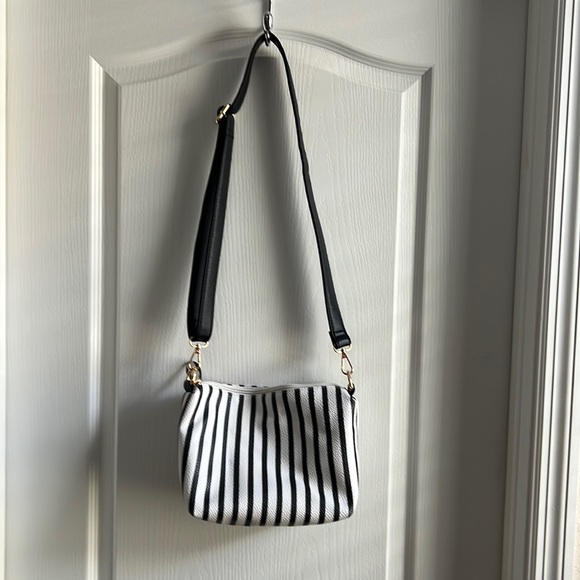 IMO | Bags | Blackwhite Striped Hobo Style Handbag | Poshmark